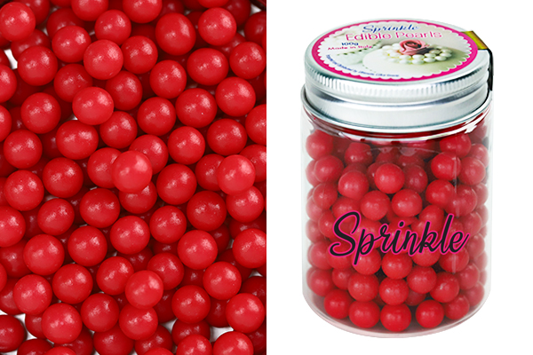 100g 8mm SHINY RED EDIBLE CACHOUS PEARLS | My Dream Cake